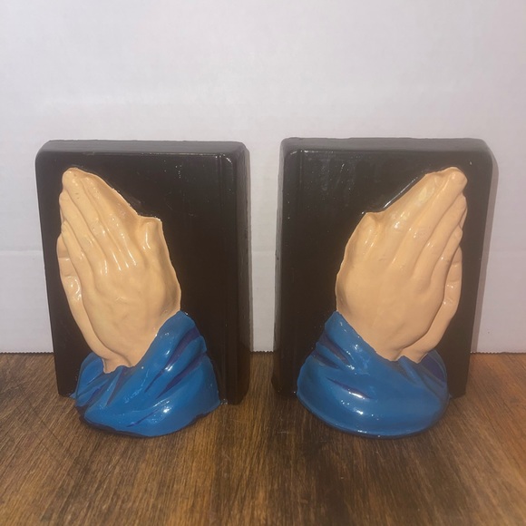 Art | Vintage 195s Chalkware Praying Hands Bookends Jesus Catholic Gift ...